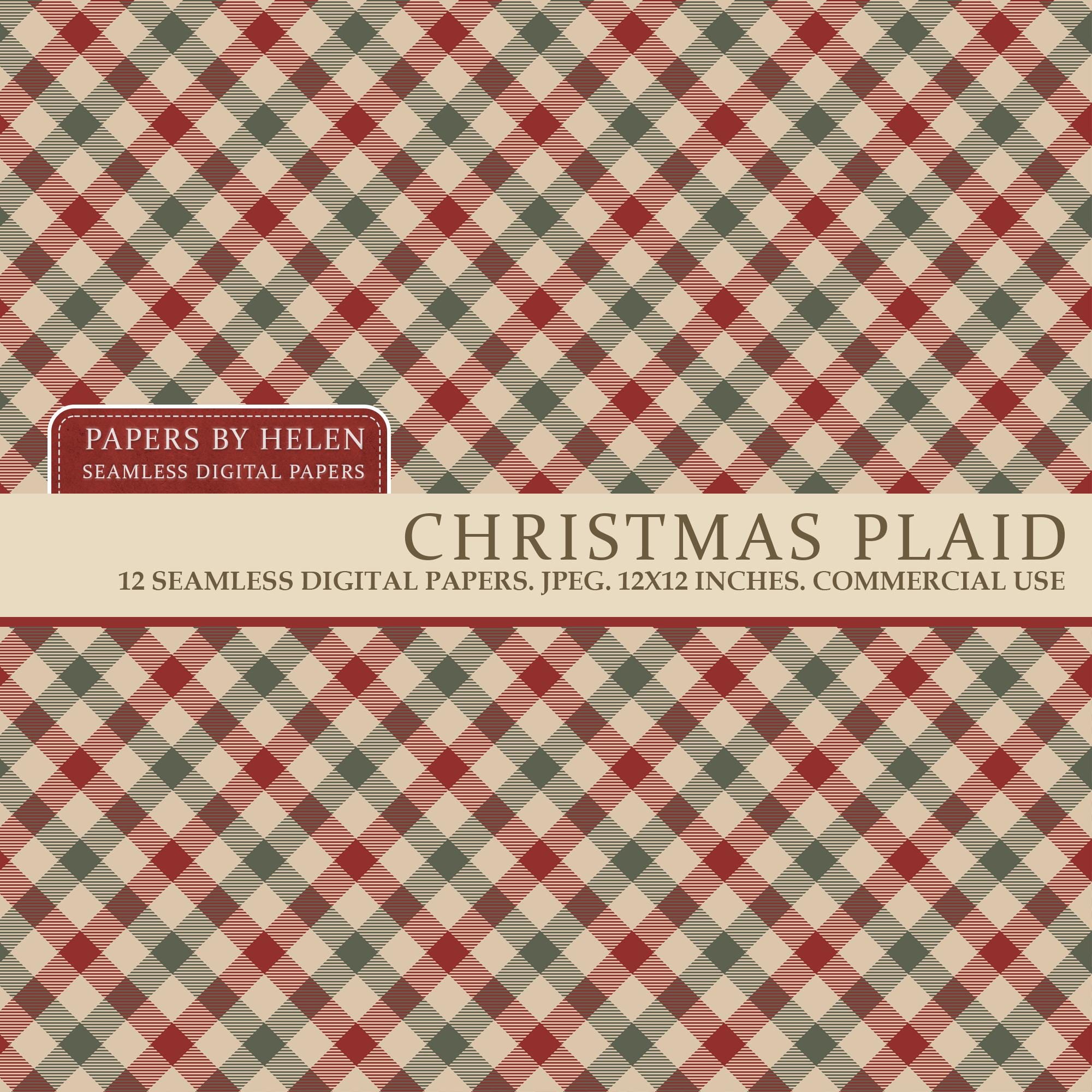 12 Christmas Plaid, Seamless Christmas Digital Papers, Christmas ...