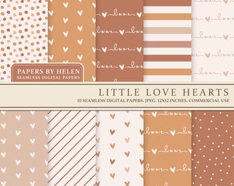 10 Valentine Hearts Seamless Digital Papers, Scrapbook Paper, Heart ...