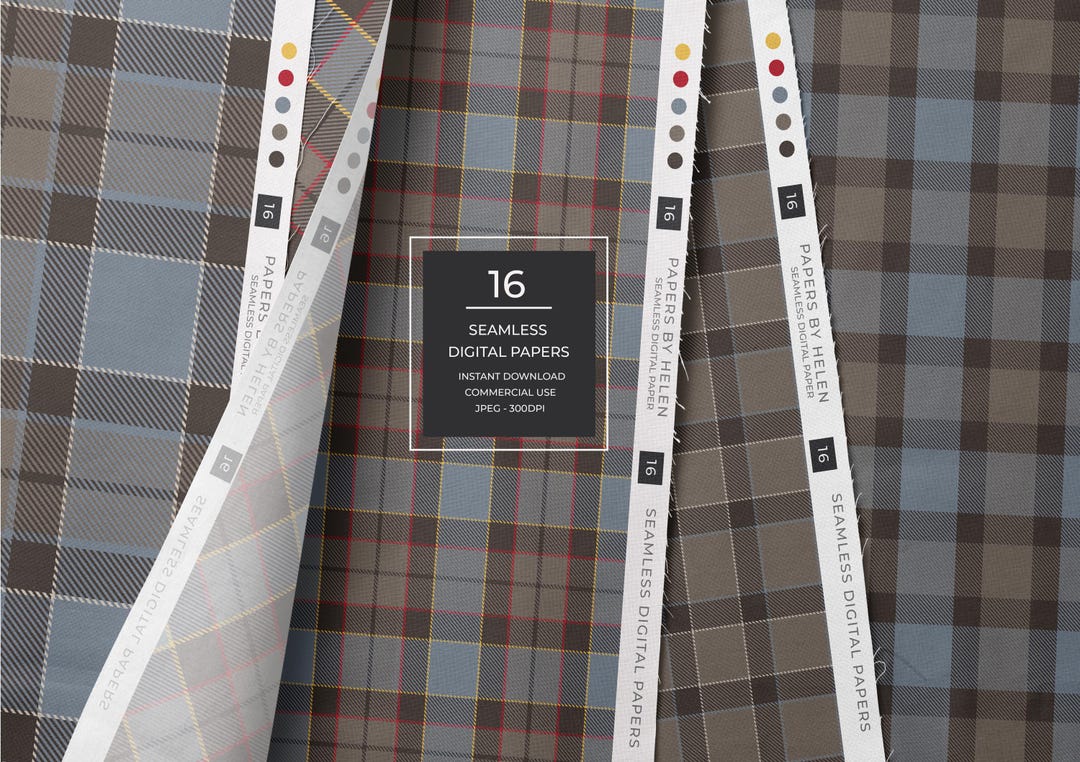16 Seamless Tartan Plaid Patterns | Blue Brown Grey Scottish Check ...