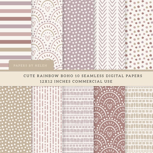 10 Rainbow Boho Seamless Digital Papers Boho Backgrounds - Etsy