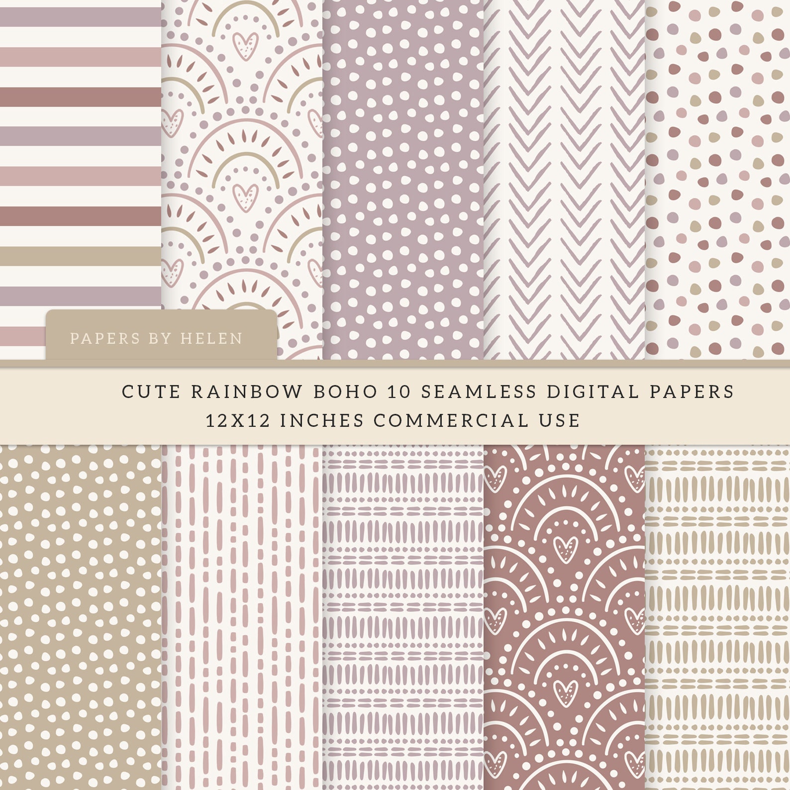 10 Rainbow Boho Seamless Digital Papers Boho Backgrounds - Etsy