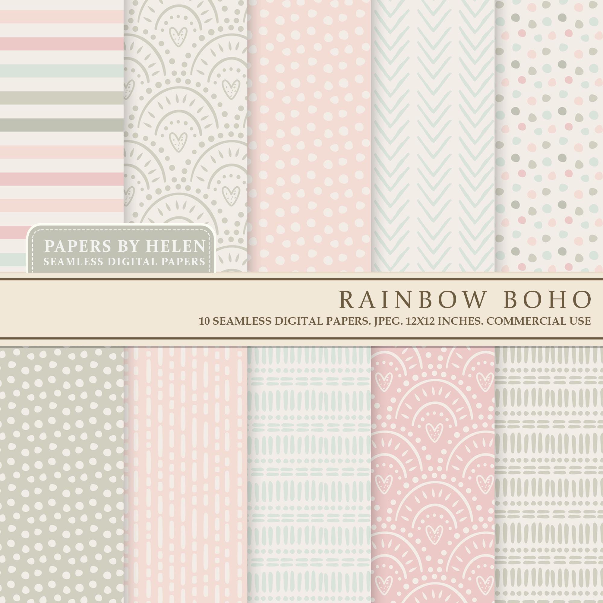 10 Boho Seamless Digital Papers, Boho Scrapbook Paper, Boho Backgrounds ...