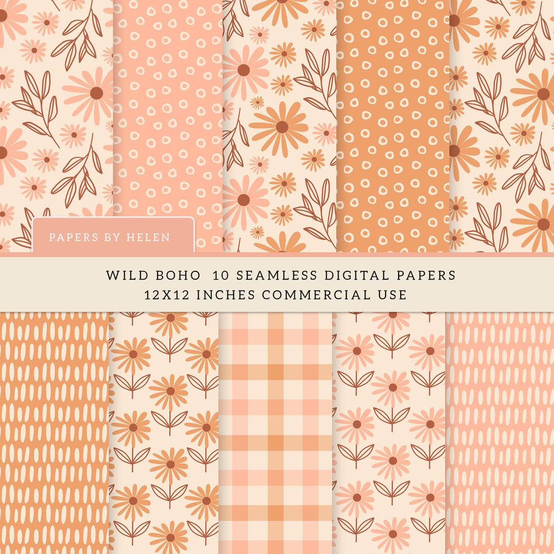 10 Boho Seamless Digital Papers ,wild Boho, Digital Patterns ...