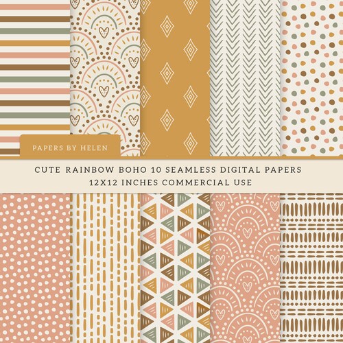 10 Boho Seamless Digital Papers Boho Scrapbook Paper Boho - Etsy