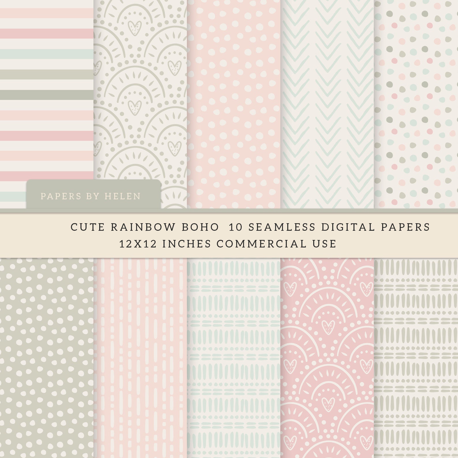 10 Boho Seamless Digital Papers Boho Scrapbook Paper Boho - Etsy