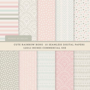 10 Boho Seamless Digital Papers, Boho Scrapbook Paper, Boho Backgrounds ...