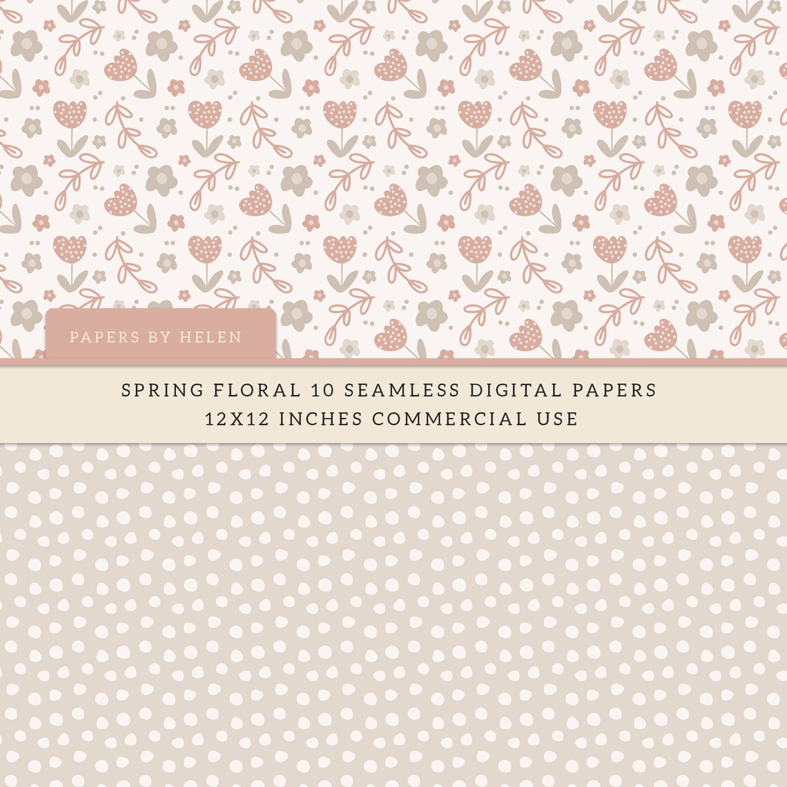 10 Boho Seamless Digital Papers, Spring Floral, Spring Flowers ...