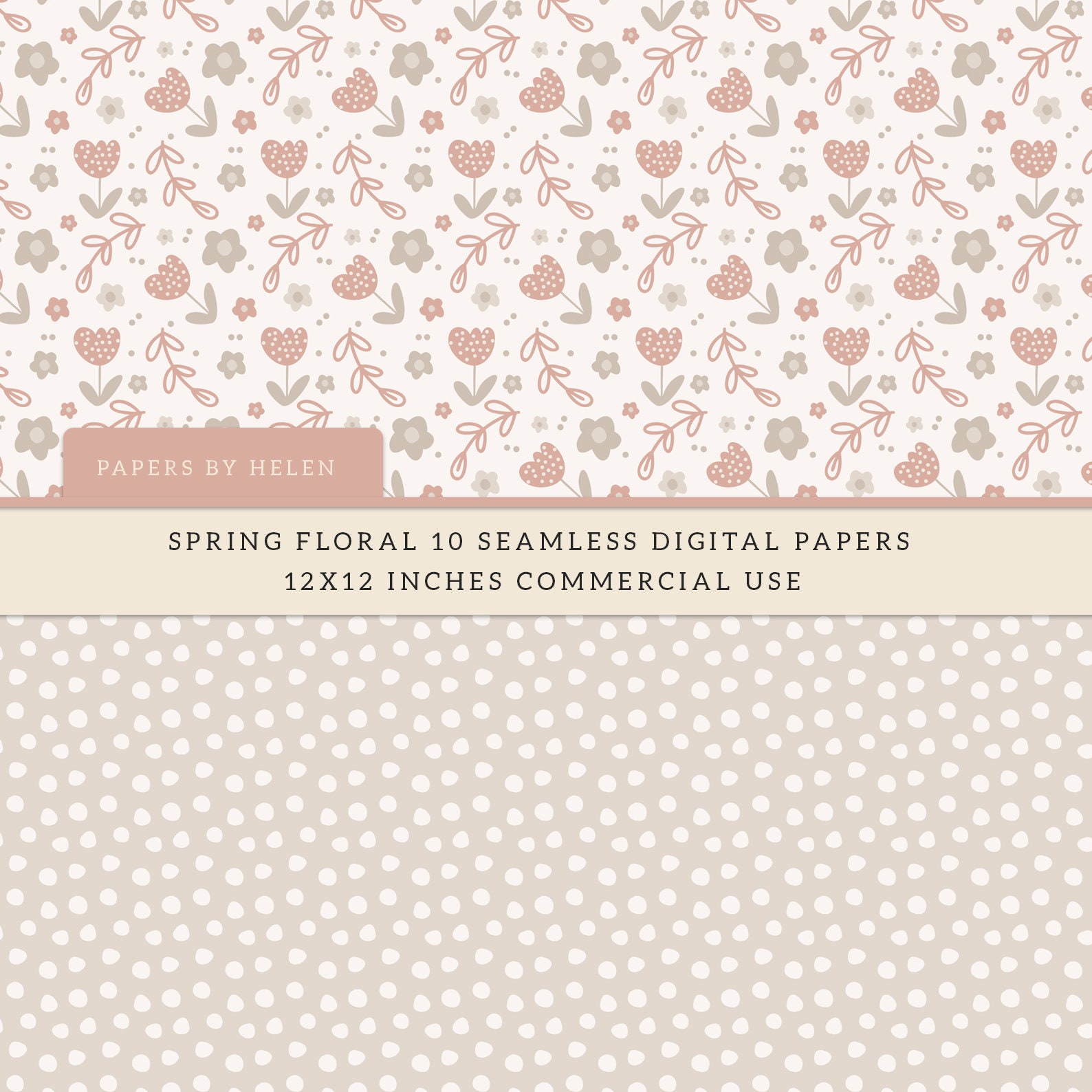 10 Boho Seamless Digital Papers Spring Floral Spring | Etsy