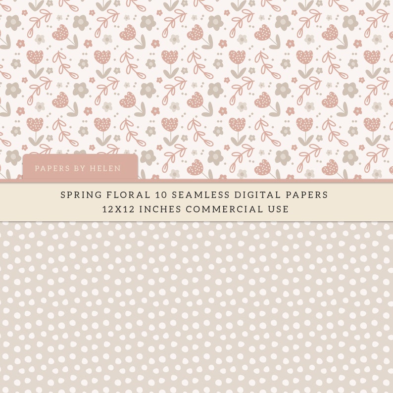 10 Boho Seamless Digital Papers, Spring Floral, Spring Flowers ...