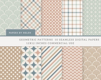 10 Boho Seamless Digital Papers, Boho Scrapbook Paper, Boho Backgrounds ...