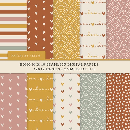 Boho Seamless Digital Paper Boho Rainbows Commercial Use - Etsy