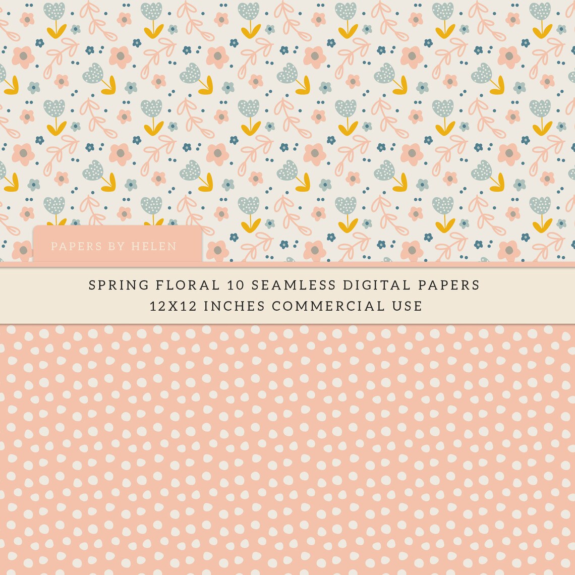 10 Boho Seamless Digital Papers Spring Floral Spring - Etsy