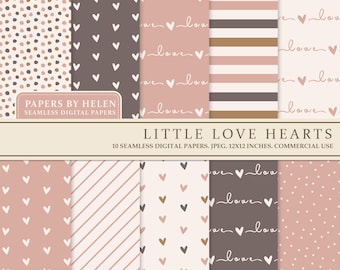 10 Valentine Hearts Seamless Digital Papers, Scrapbook Paper, Heart ...