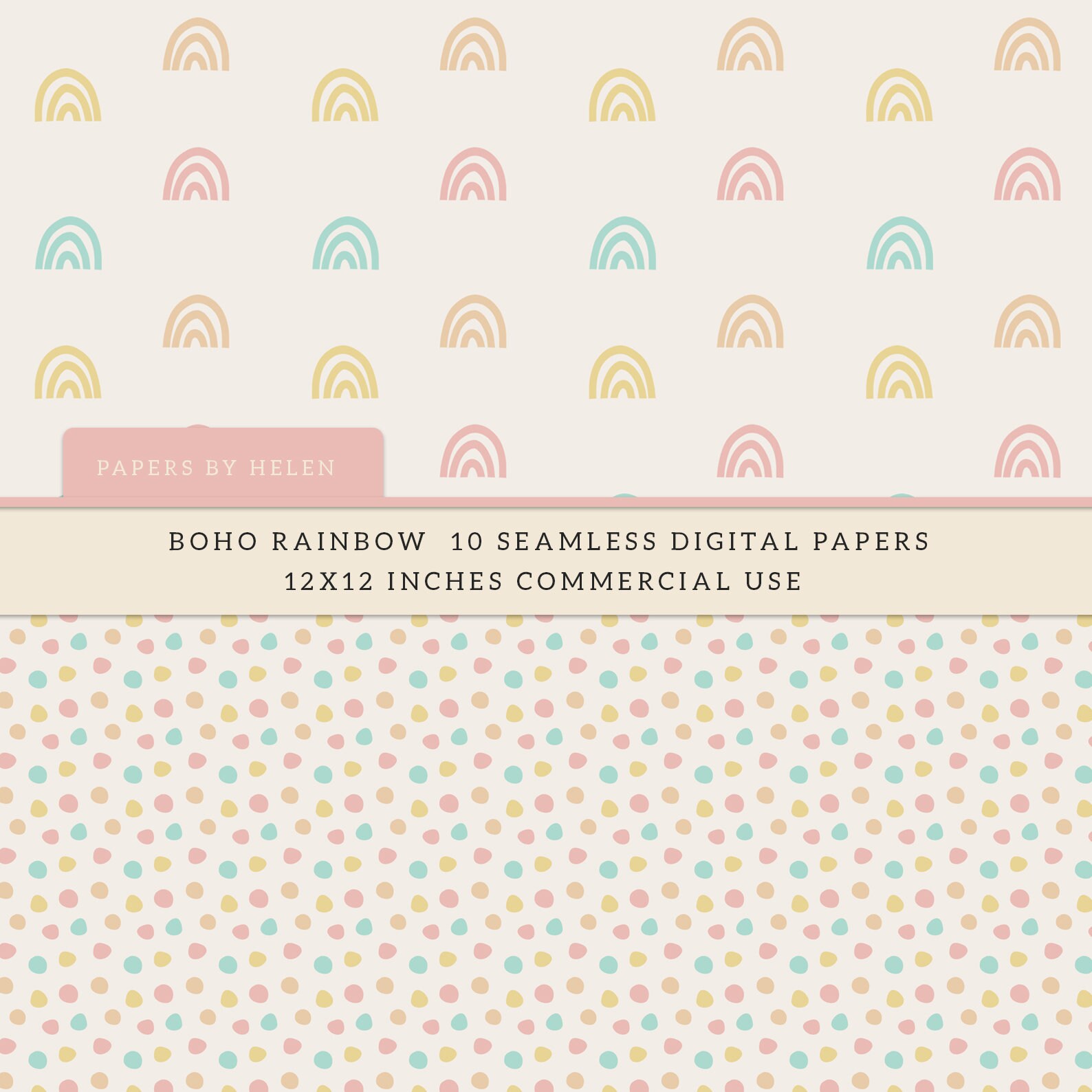 10 Boho Seamless Digital Papers, Boho Scrapbook Paper, Boho Backgrounds ...