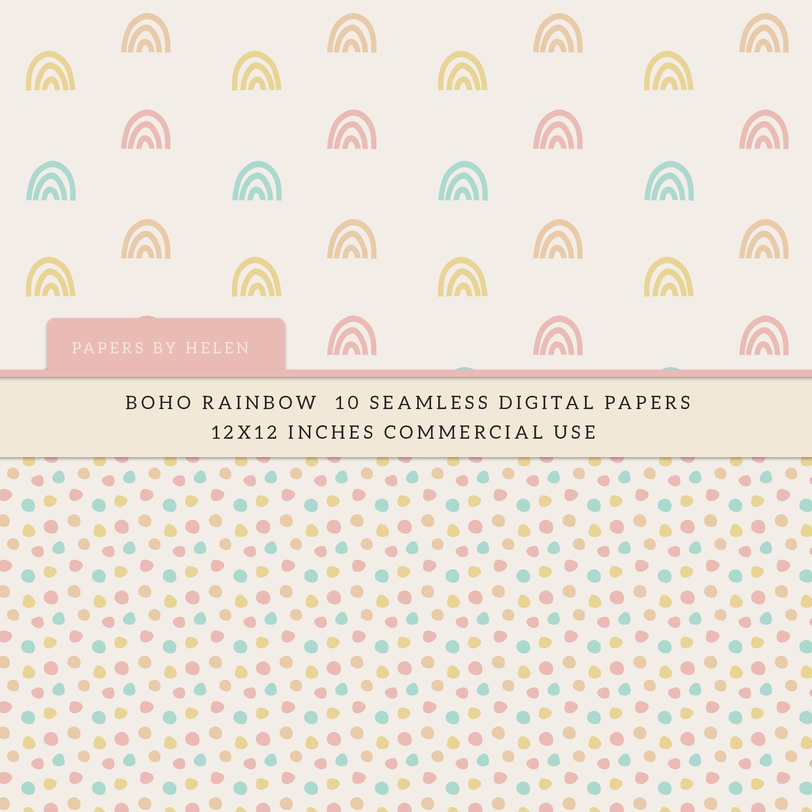 10 Boho Seamless Digital Papers, Boho Scrapbook Paper, Boho Backgrounds ...