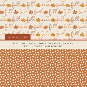10 Fall Boho Seamless Digital Papers, Boho Autumn Paper, Boho ...