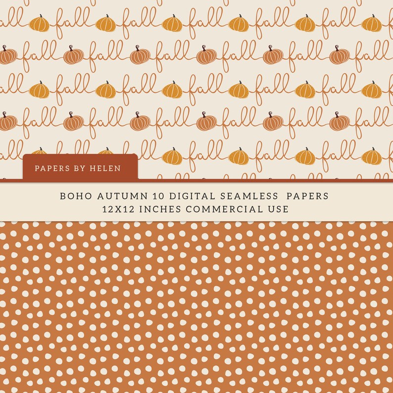 10 Fall Boho Seamless Digital Papers Boho Autumn Paper Boho - Etsy