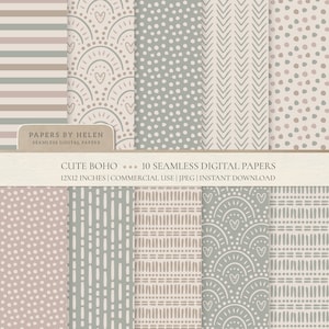 10 Boho Seamless Digital Papers, Boho Scrapbook Paper, Boho Backgrounds ...