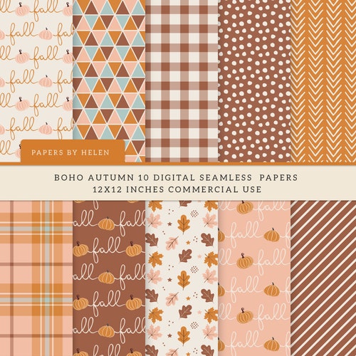 10 Fall Boho Seamless Digital Papers Boho Autumn Paper Boho - Etsy