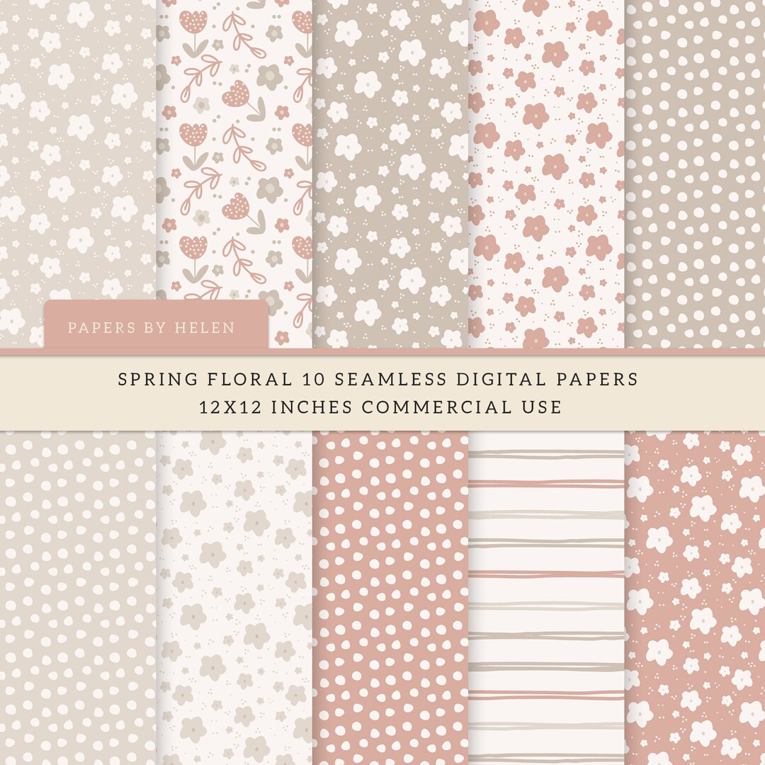 10 Boho Seamless Digital Papers, Spring Floral, Spring Flowers ...