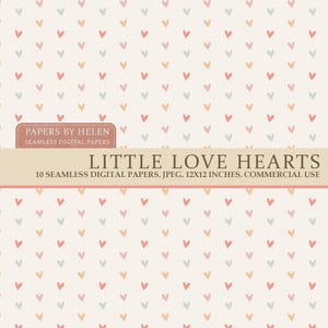 10 Valentine Hearts Seamless Digital Papers, Scrapbook Paper, Heart ...