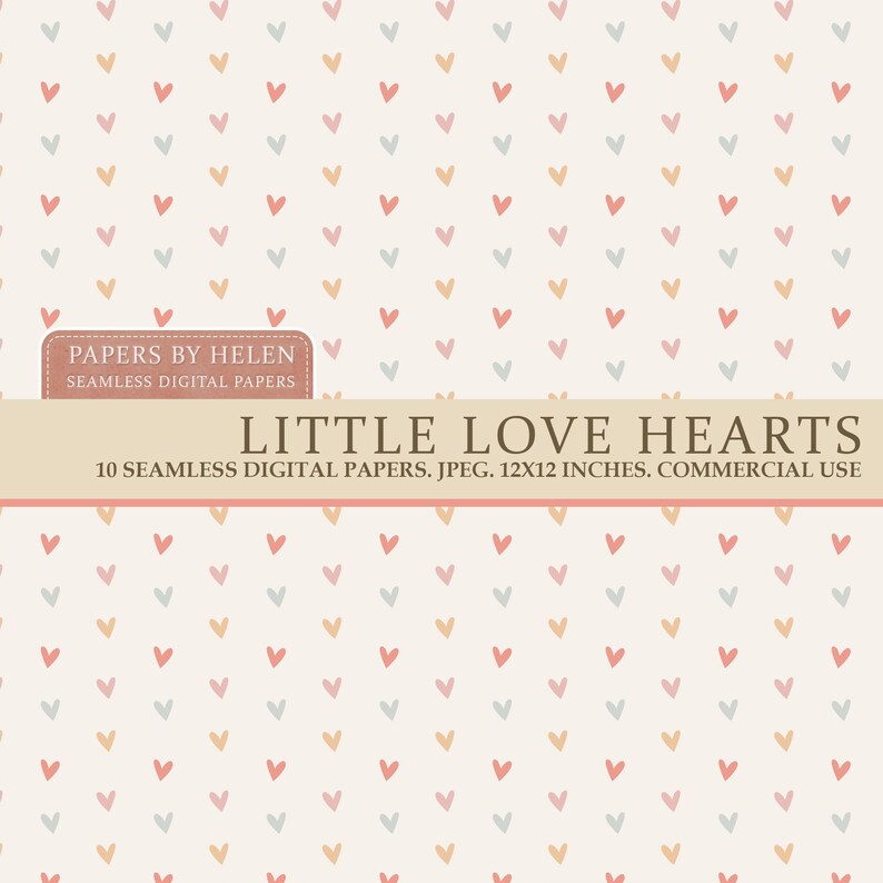 10 Valentine Hearts Seamless Digital Papers, Scrapbook Paper, Heart ...