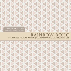 10 Rainbow Boho Seamless Digital Papers, Beige Neutral Boho Backgrounds ...