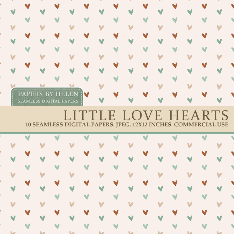 10 Valentine Hearts Seamless Digital Papers, Scrapbook Paper, Heart ...