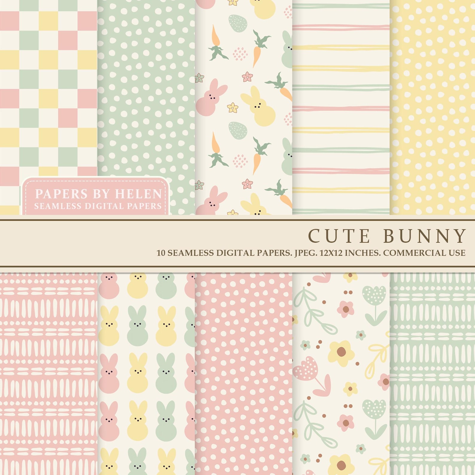 10 Easter Seamless Digital Papers, Easter Backgrounds, Commercial Use ...