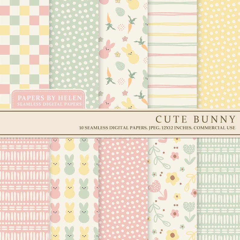 10 Easter Seamless Digital Papers, Easter Backgrounds, Commercial Use ...