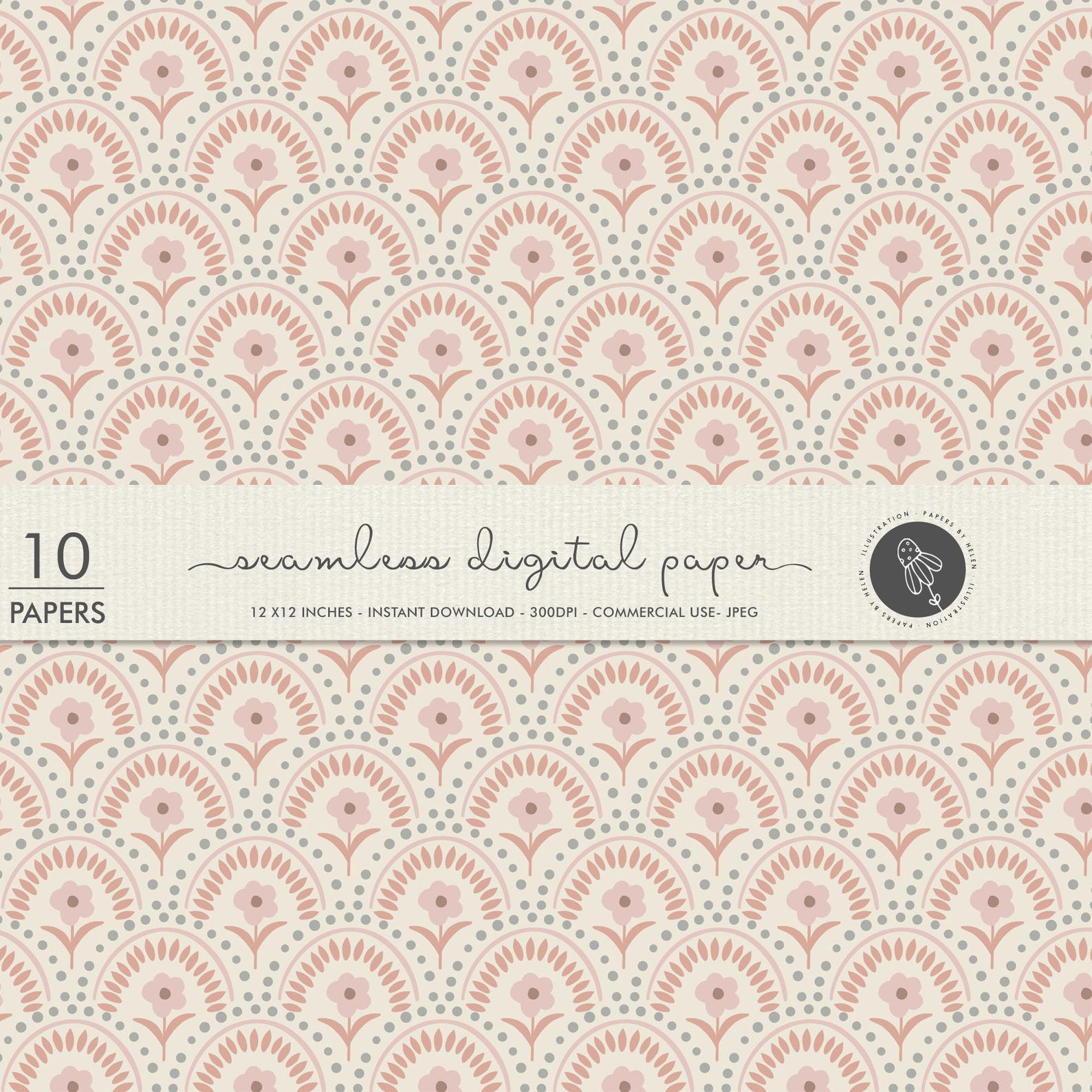 10 Boho Seamless Digital Papers, Little Flowers, Commercial Use Digital ...