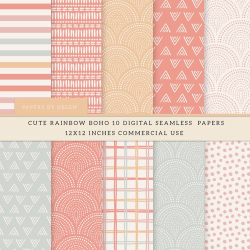 10 Rainbow Boho Seamless Digital Papers Boho Backgrounds - Etsy