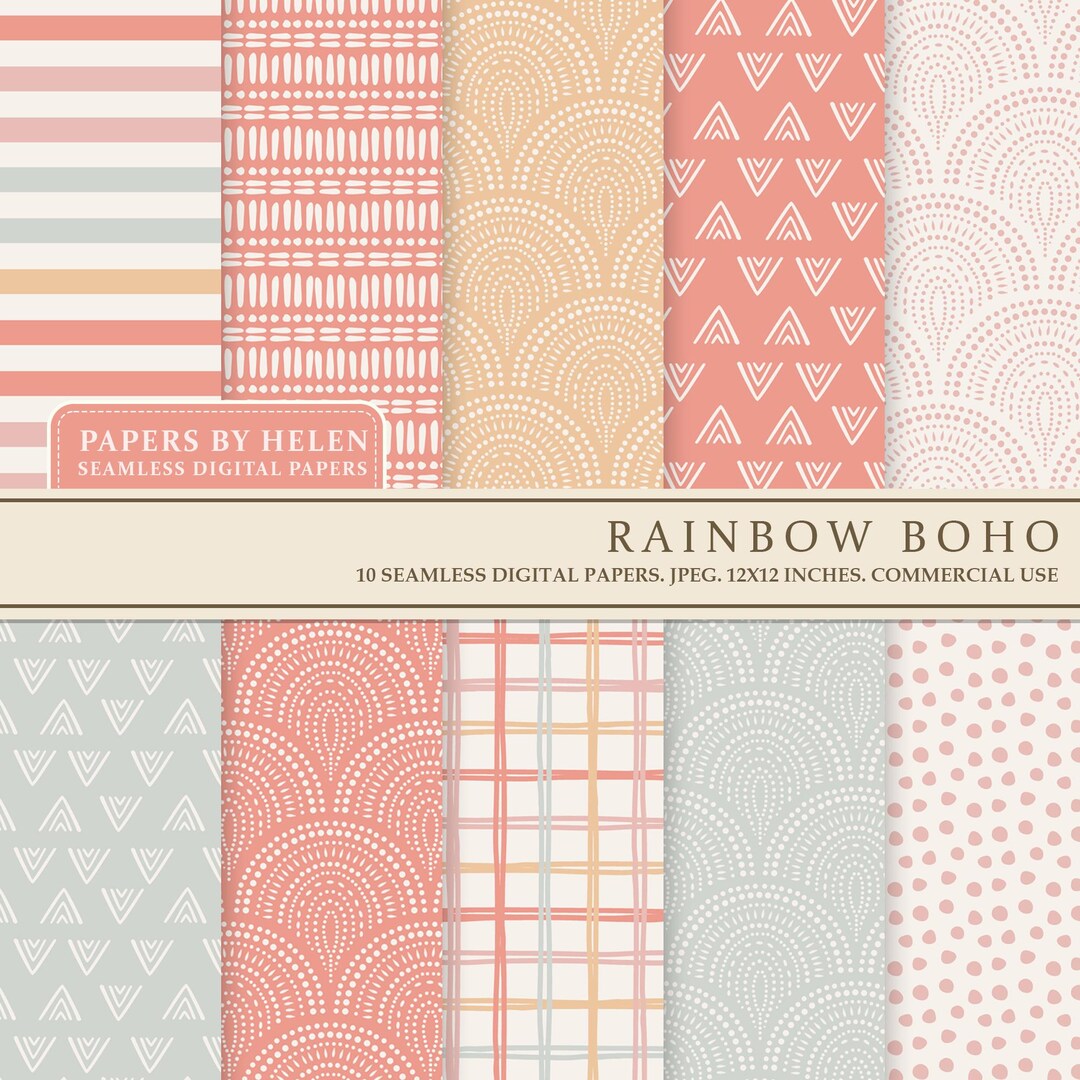 10 Boho Seamless Digital Papers, Boho Scrapbook Paper, Boho Backgrounds ...