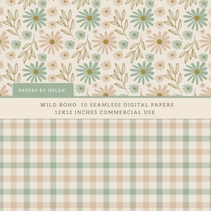 10 Boho Seamless Digital Papers , Wild Boho, Digital Patterns ...