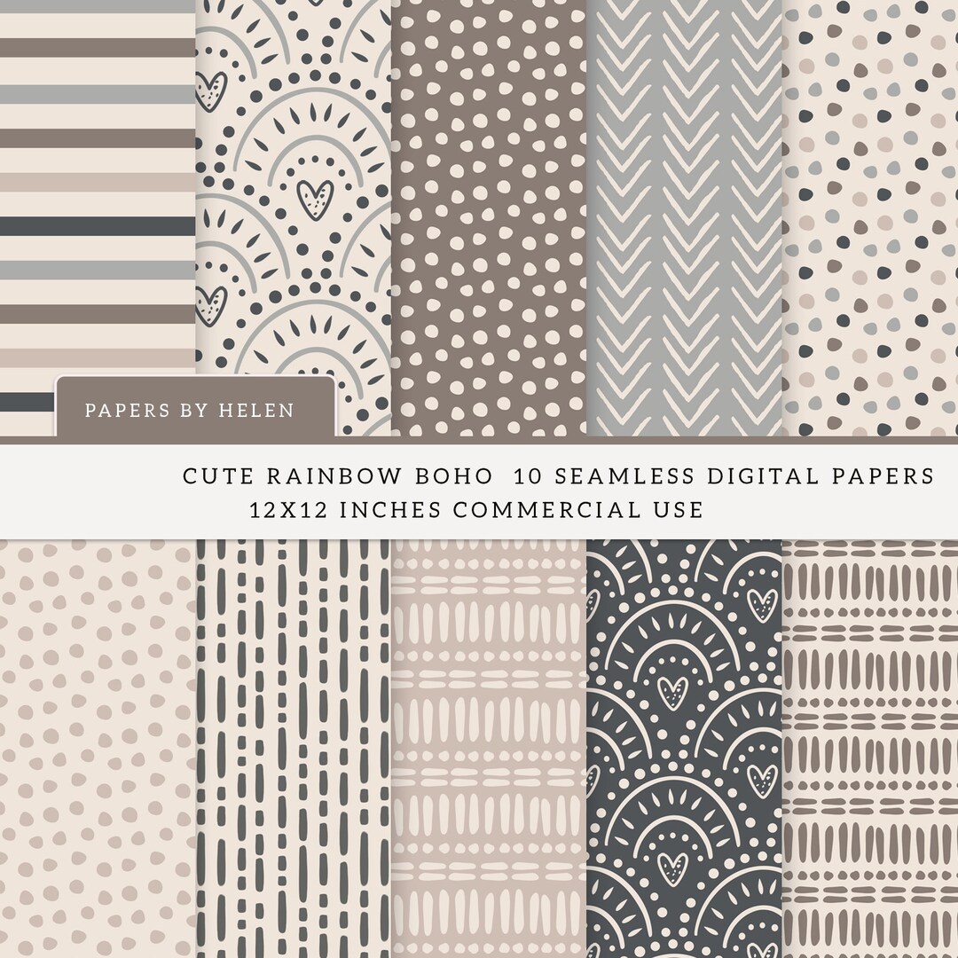 10 Boho Seamless Digital Papers, Boho Scrapbook Paper, Boho Backgrounds ...