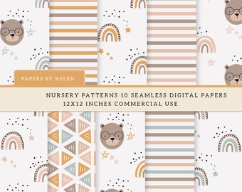 10 Boho Seamless Digital Papers, Boho Scrapbook Paper, Boho Backgrounds ...