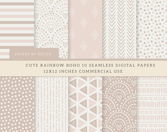 10 Rainbow Boho Seamless Digital Papers Boho Backgrounds | Etsy UK