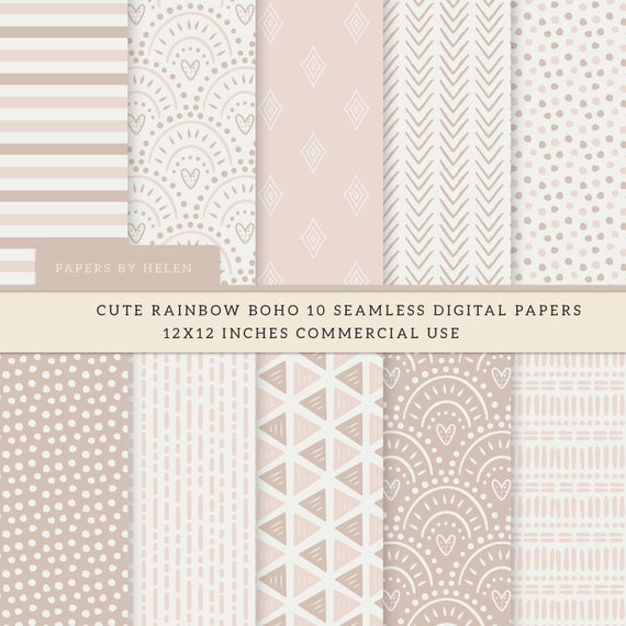 10 Rainbow Boho Seamless Digital Papers Beige Neutral Boho - Etsy