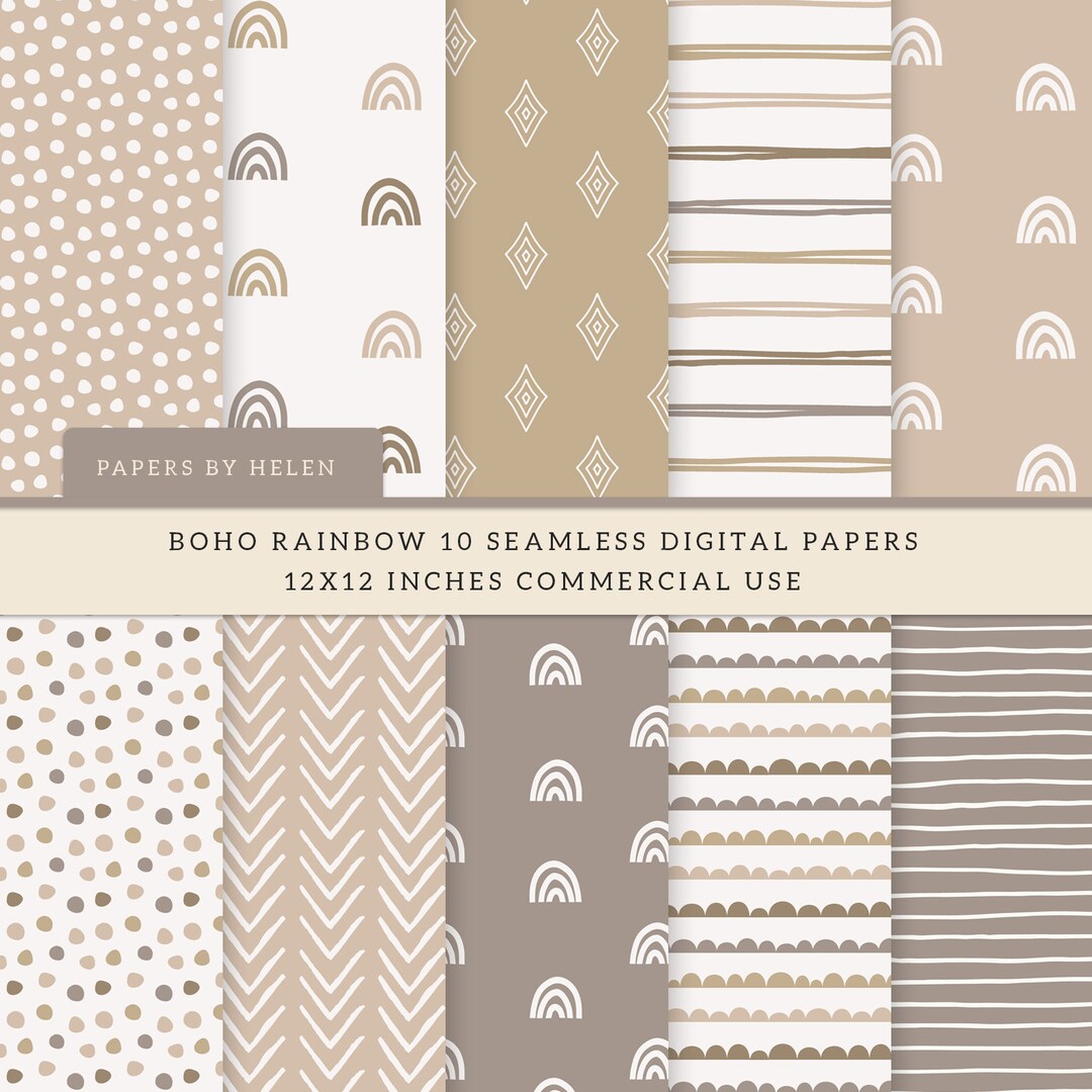 10 Boho Seamless Digital Papers, Boho Scrapbook Paper, Boho Backgrounds ...