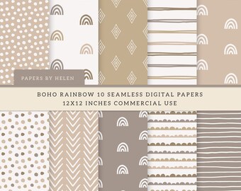 10 Boho Seamless Digital Papers, Boho Scrapbook Paper, Boho Backgrounds ...
