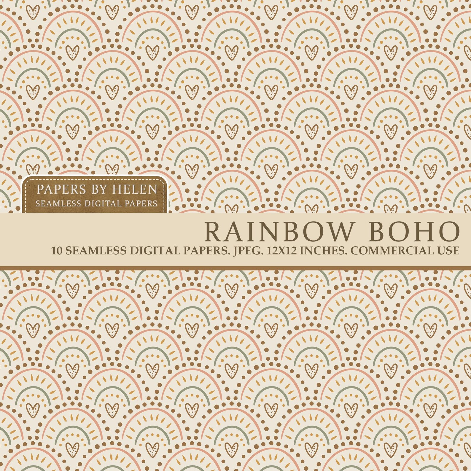 10 Boho Seamless Digital Papers, Boho Scrapbook Paper, Printable ...