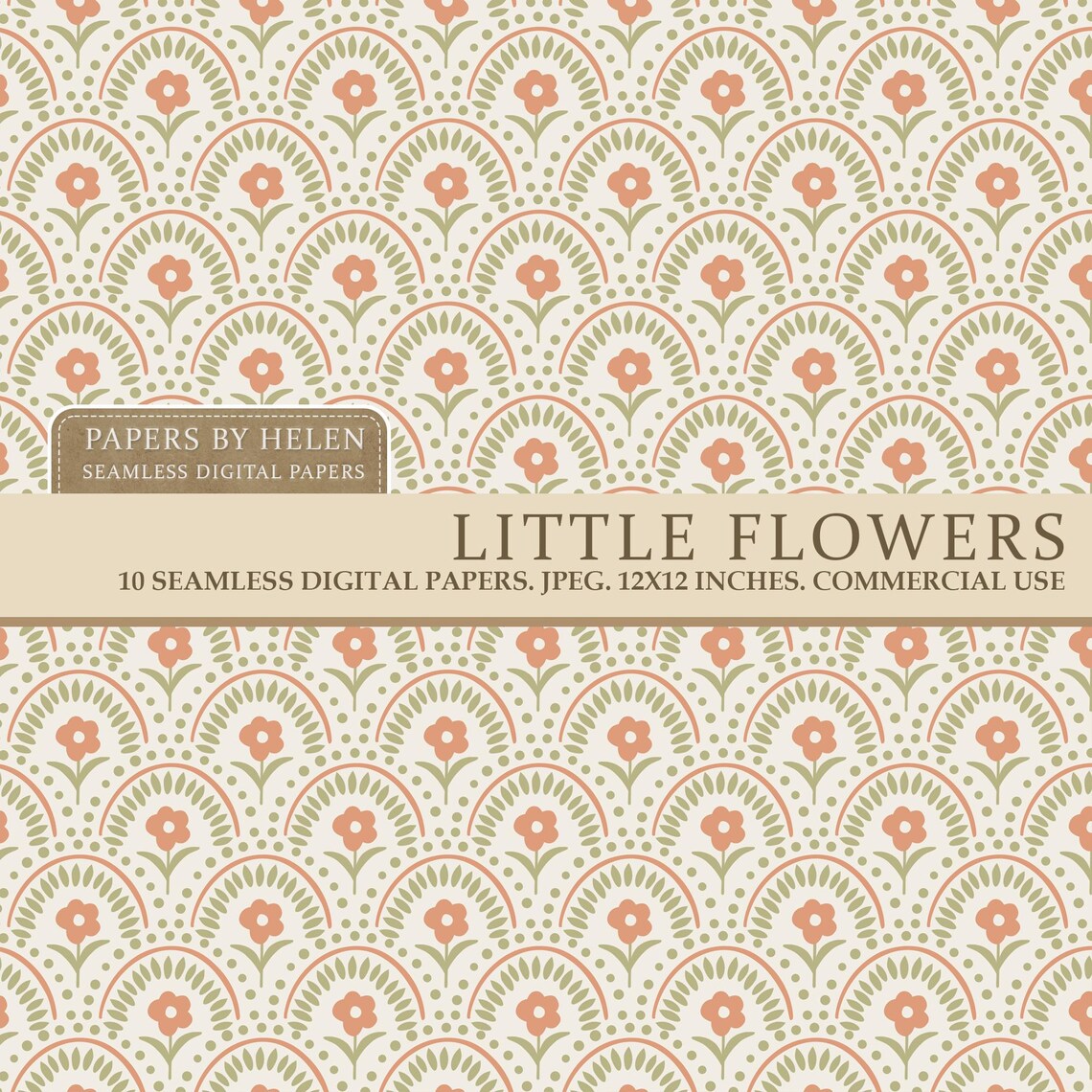 10 Boho Digital Papers, Little Flowers, Commercial Use, Floral Pattern ...
