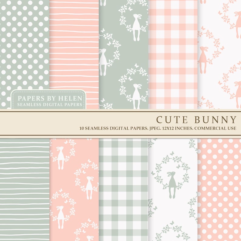 10 Easter Seamless Digital Papers, Bunny Digital Papers, Backgrounds ...