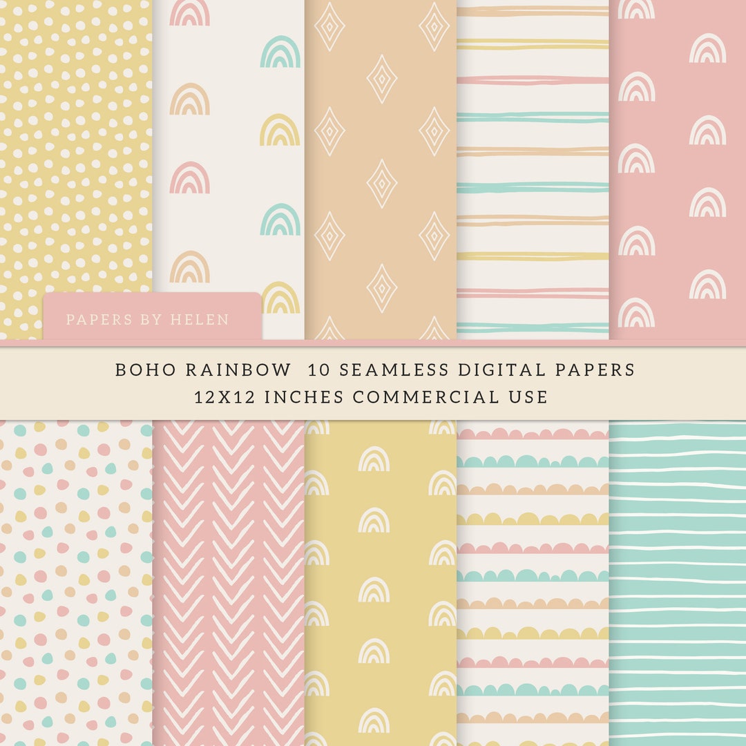 10 Boho Seamless Digital Papers, Boho Scrapbook Paper, Boho Backgrounds ...