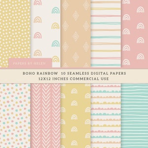 10 Boho Seamless Digital Papers, Boho Scrapbook Paper, Boho Backgrounds ...