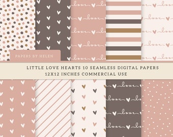 10 Valentine Hearts Seamless Digital Papers, Scrapbook Paper, Heart ...