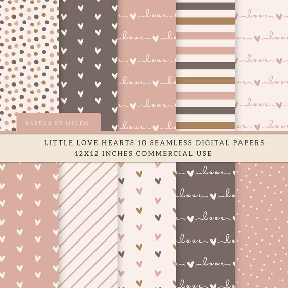 10 Valentine Hearts Seamless Digital Papers Scrapbook Paper | Etsy