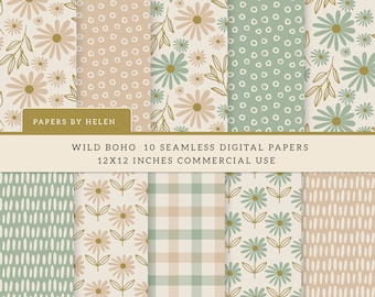 10 Boho Seamless Digital Papers , Wild Boho, Digital Patterns ...