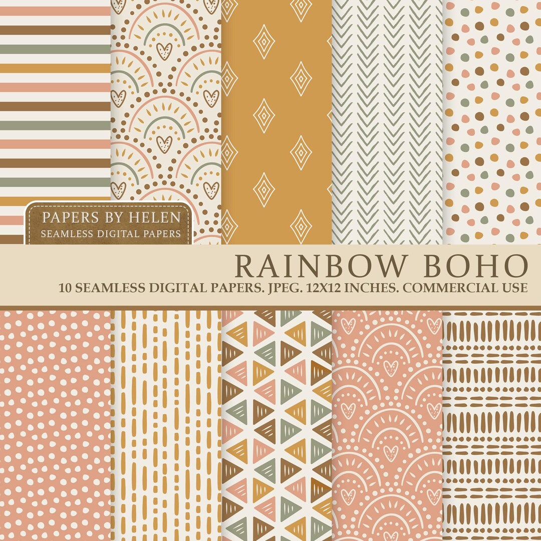 10 Boho Seamless Digital Papers, Boho Scrapbook Paper, Printable ...