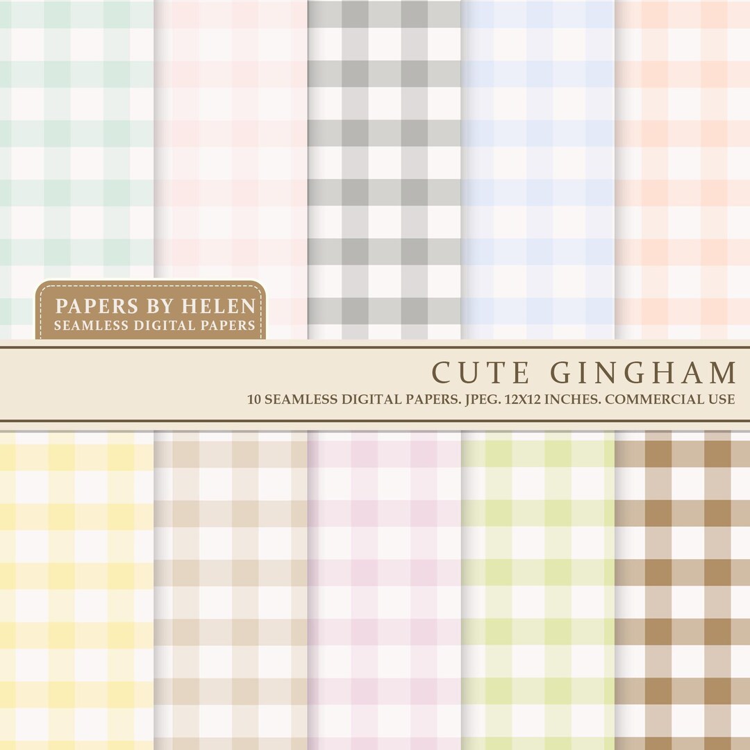 10 Gingham Seamless Digital Paper, Pastel Gingham Backgrounds ...